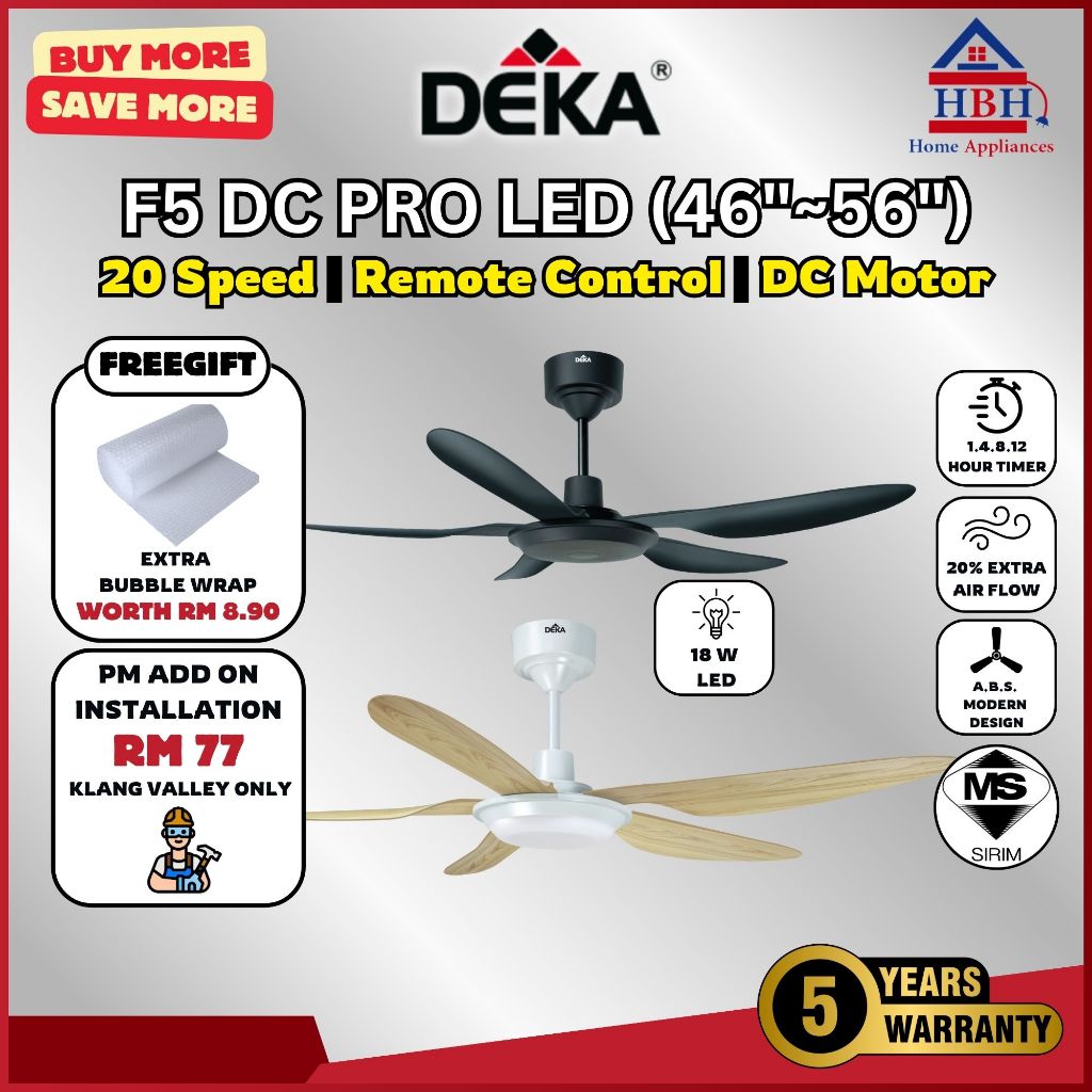FreeGift (Sirim) DEKA F5DC 46 PRO LED Ceiling Fan Remote Control 10+10 ...