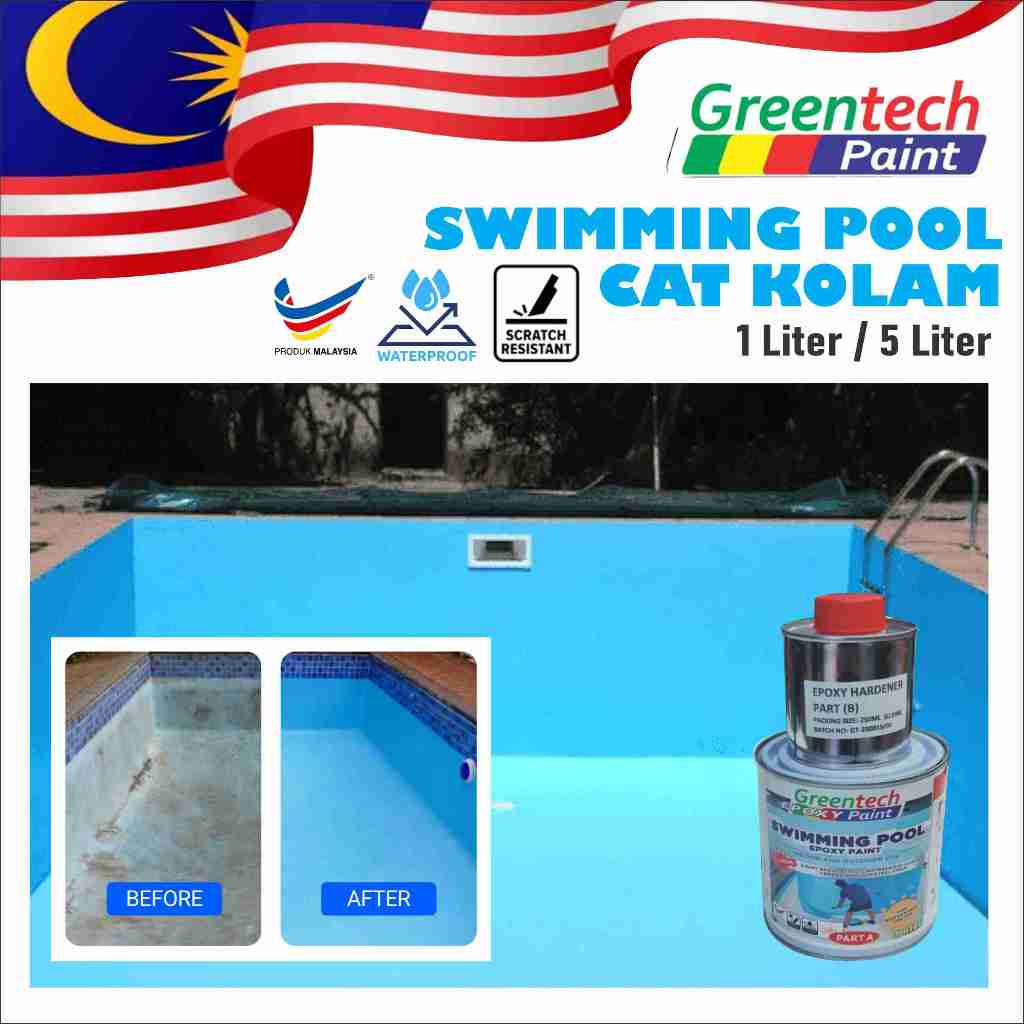 ( 1 LITER ) GREENTECH Paint Swimming Pool Epoxy Paint Pond Paint Cat ...