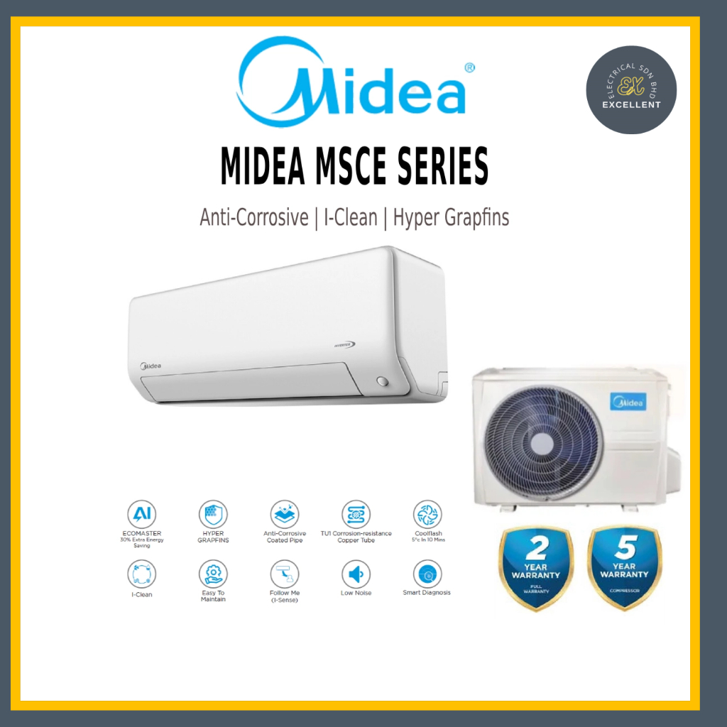 (SABAH)MIDEA 1.0HP 1.5HP 2.0HP 2.5HP MSCE SERIES INVERTER AIR CONDITIONER AIRCOND | Shopee Malaysia