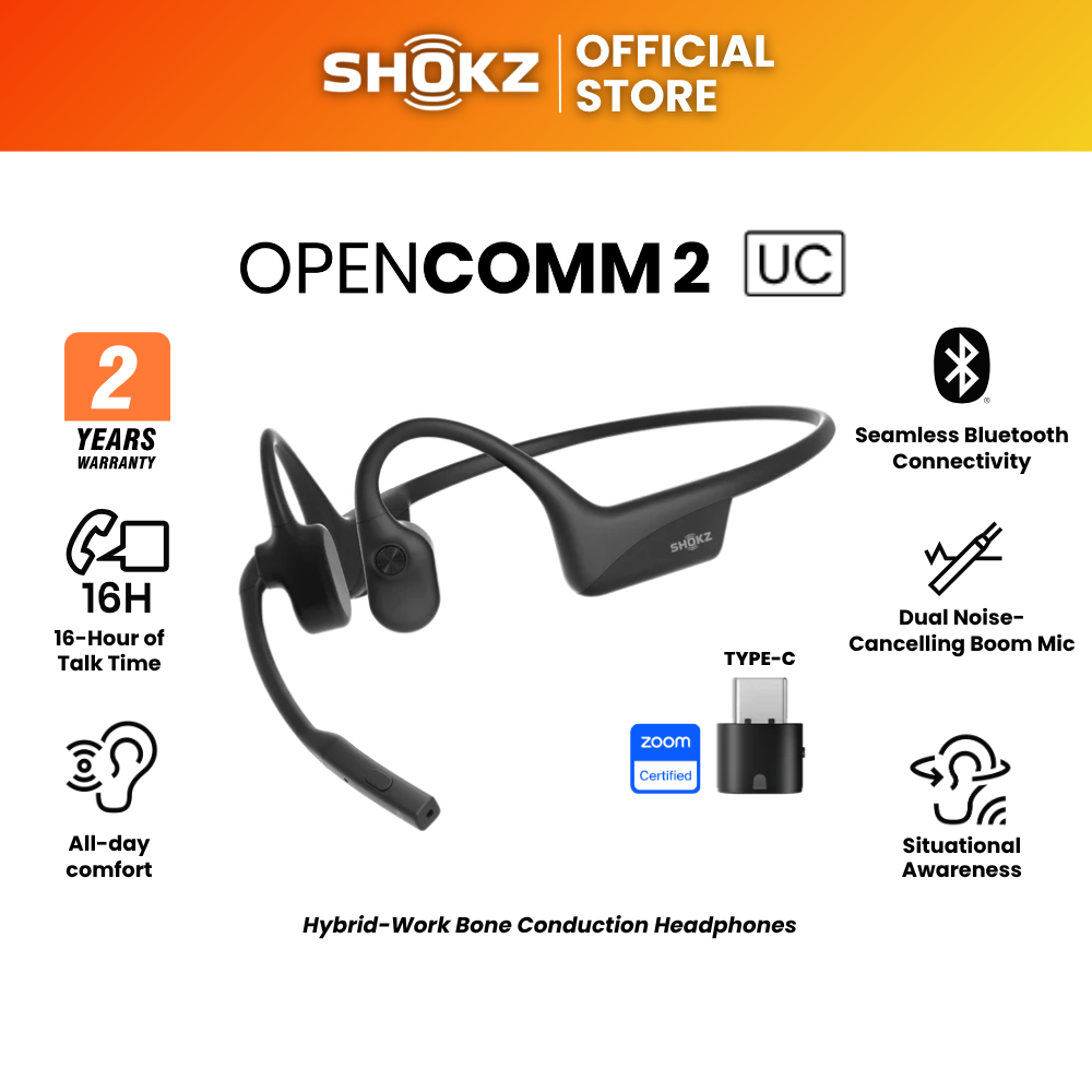 SHOKZ OpenComm 2 UC (New 2025 Version) – Bone Conduction Bluetooth ...