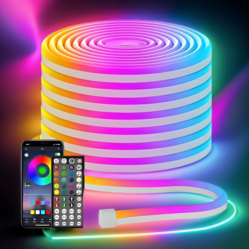 RGB Neon Light Strip with APP and Remote Waterproof Music Sync Mode for ...