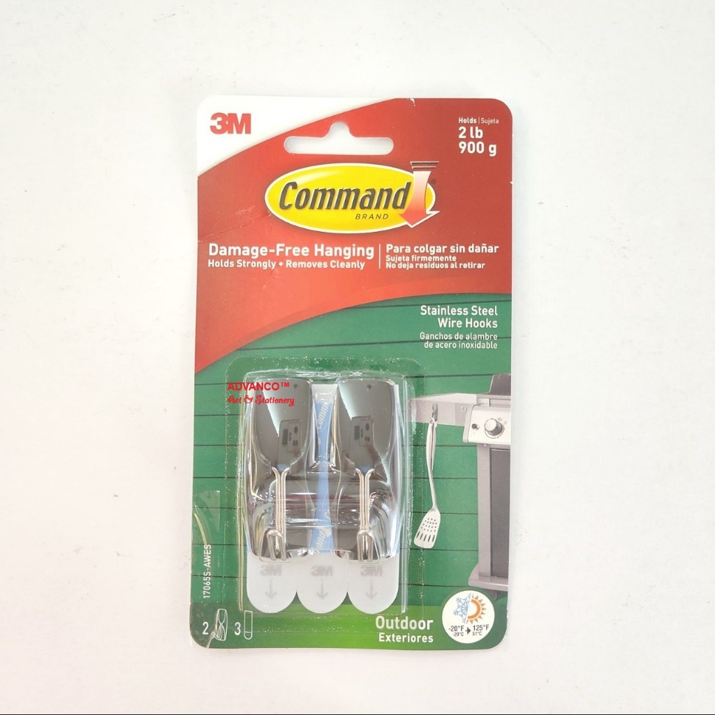 3M 17065S-AWES COMMAND STAINLESS STEEL WIRE HOOK (2 HOOK 3 STRIPS ...