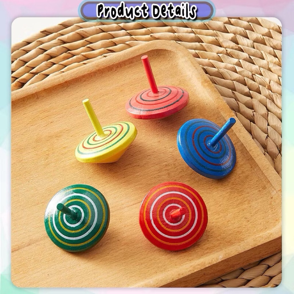Gasing kayu yang menarik untuk budak kecil berwarna-warni pilihan yang ...