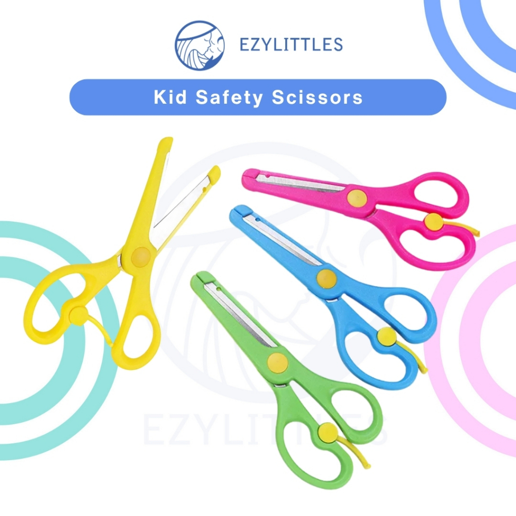 EZYLITTLES Kid Safety Scissors Colored Children Plastic Round Head Kids ...