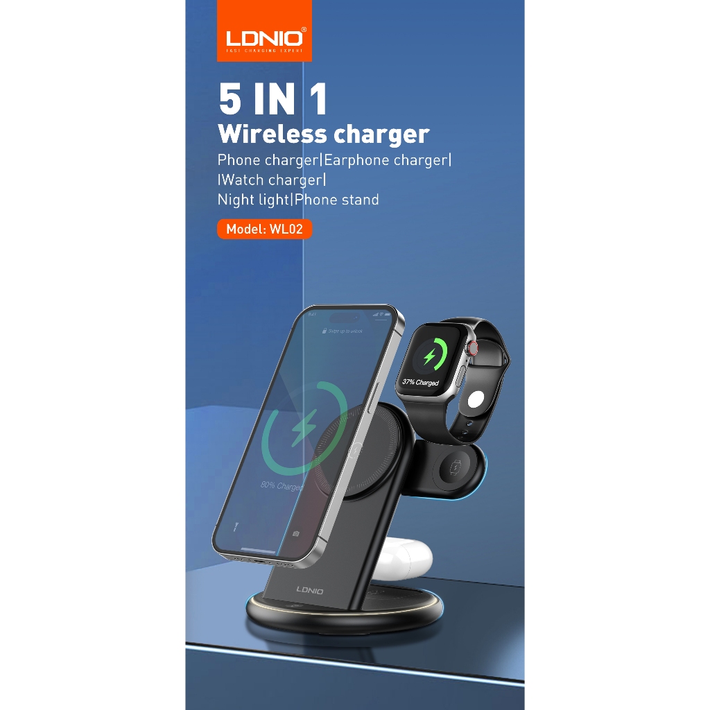Ldnio WL02 5 in 1 Strong Magnetic and LED Lamp Wireless Charger ...