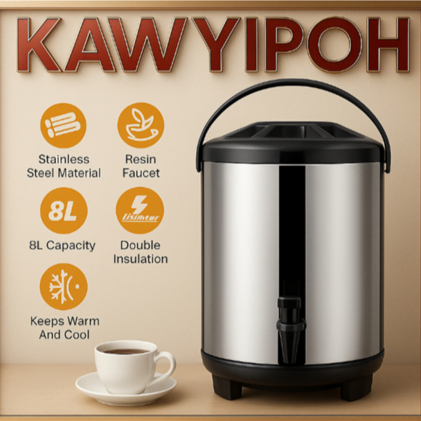 Keluli tahan karat 8L tong bertebat Double Dispenser minuman berdinding ...