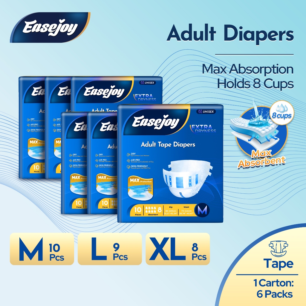 【Value Box】Easejoy Ultra Tape Diapers, 2500ml Gaint Suction Quantity ...