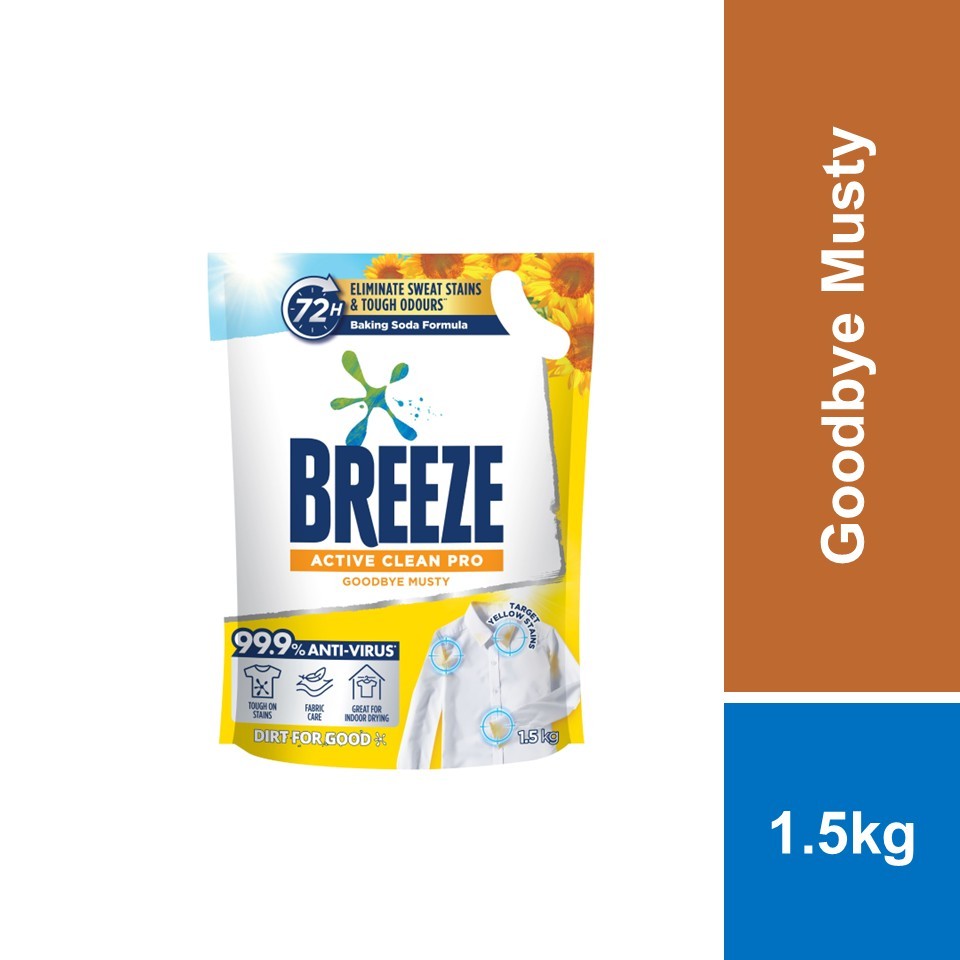 Breeze Detergent Liquid Indoor Drying Goodbye Musty Refill Pack (1.5kg ...