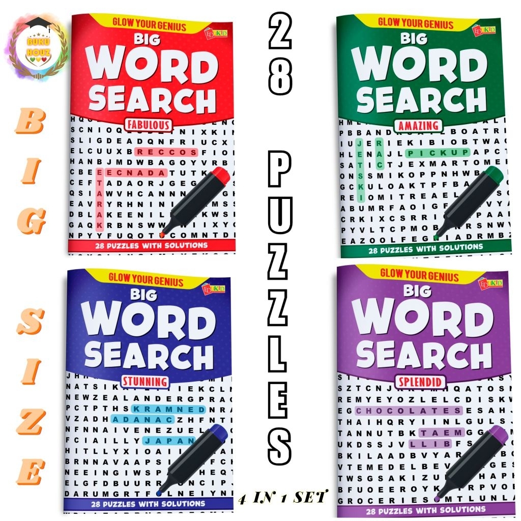 Glow Your Genius/Big Word Search/28 Puzzles With Solution/For All Ages ...
