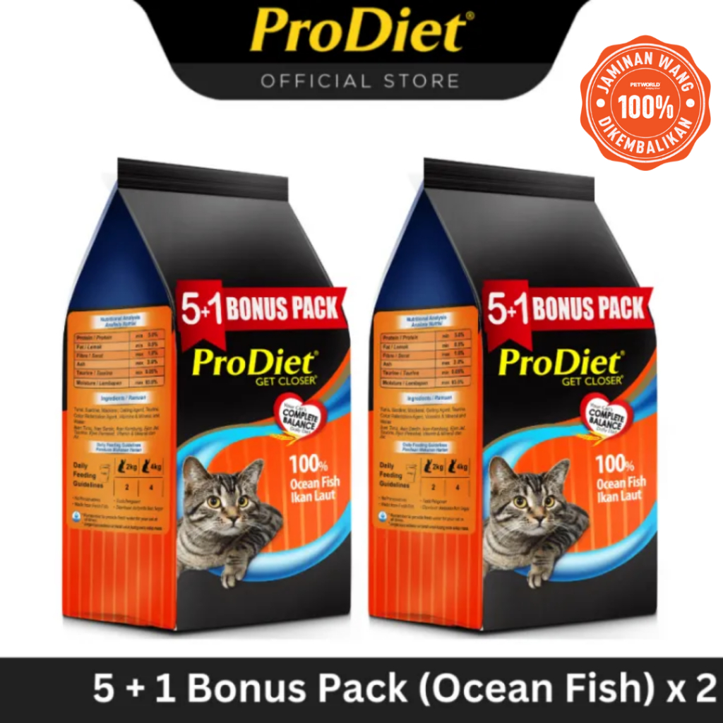 ProDiet Wet Cat Food Bonus Pack- Ocean Fish x 2 (85g x 5+1 Pouches ...