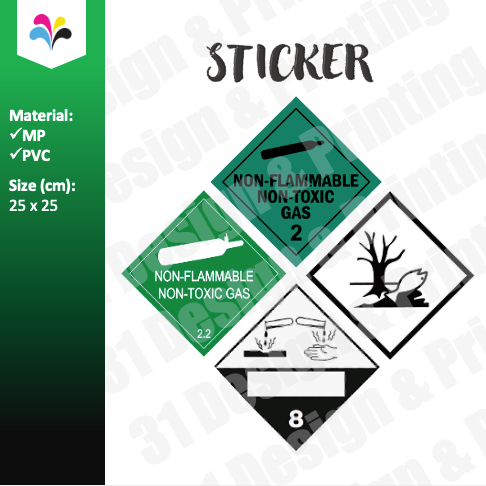 Dangerous Goods Gases DG Label Class 2 2.2 Non-flammable Non-toxic Gas ...