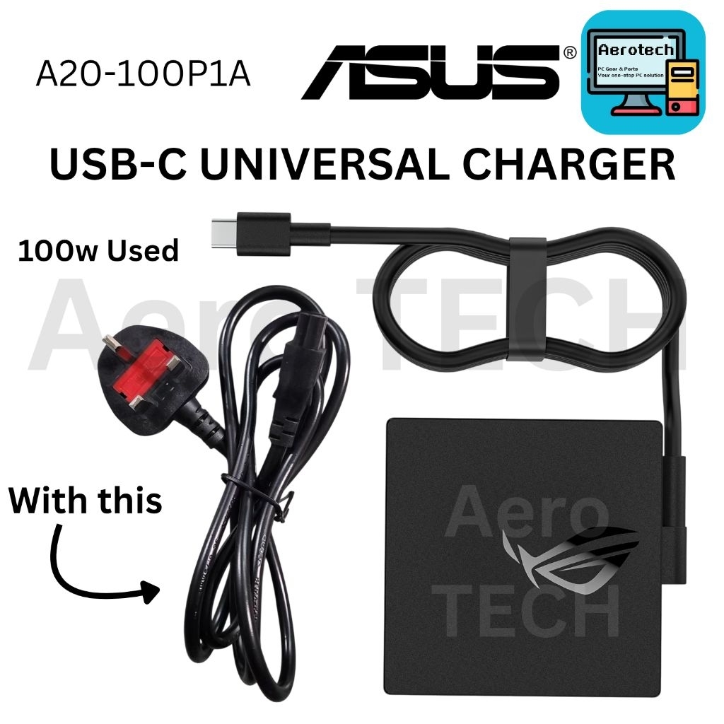 [Used Original] ASUS A20-100P1A 100W Type-C Laptop Charger with UK Plug ...