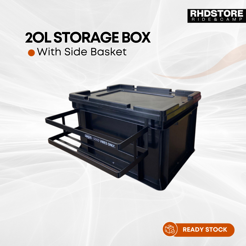 Storage Box With Side Basket 20L Industrial Style Heavy Duty Camping ...