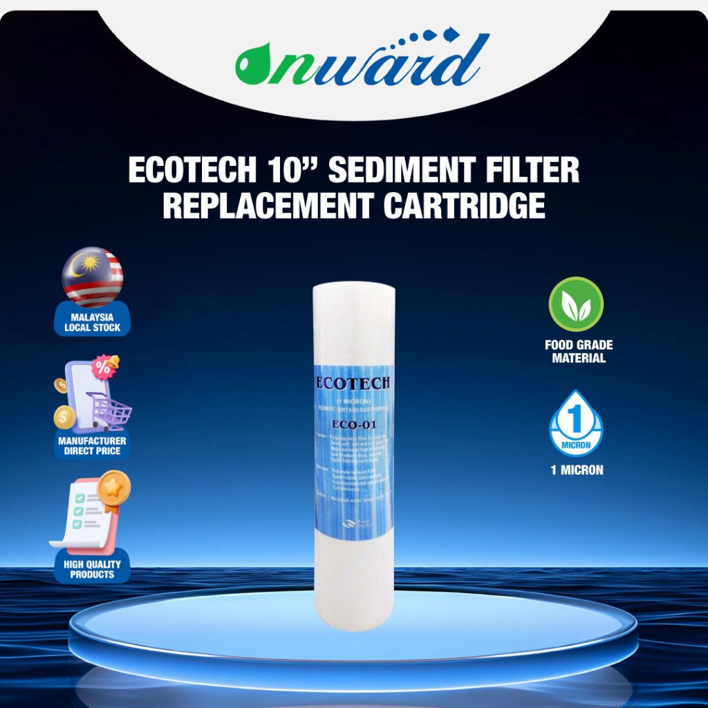 Ecotech 10" PP 1 Mikron Kartrij Gantian Penapis Sedimen Polietilena ...