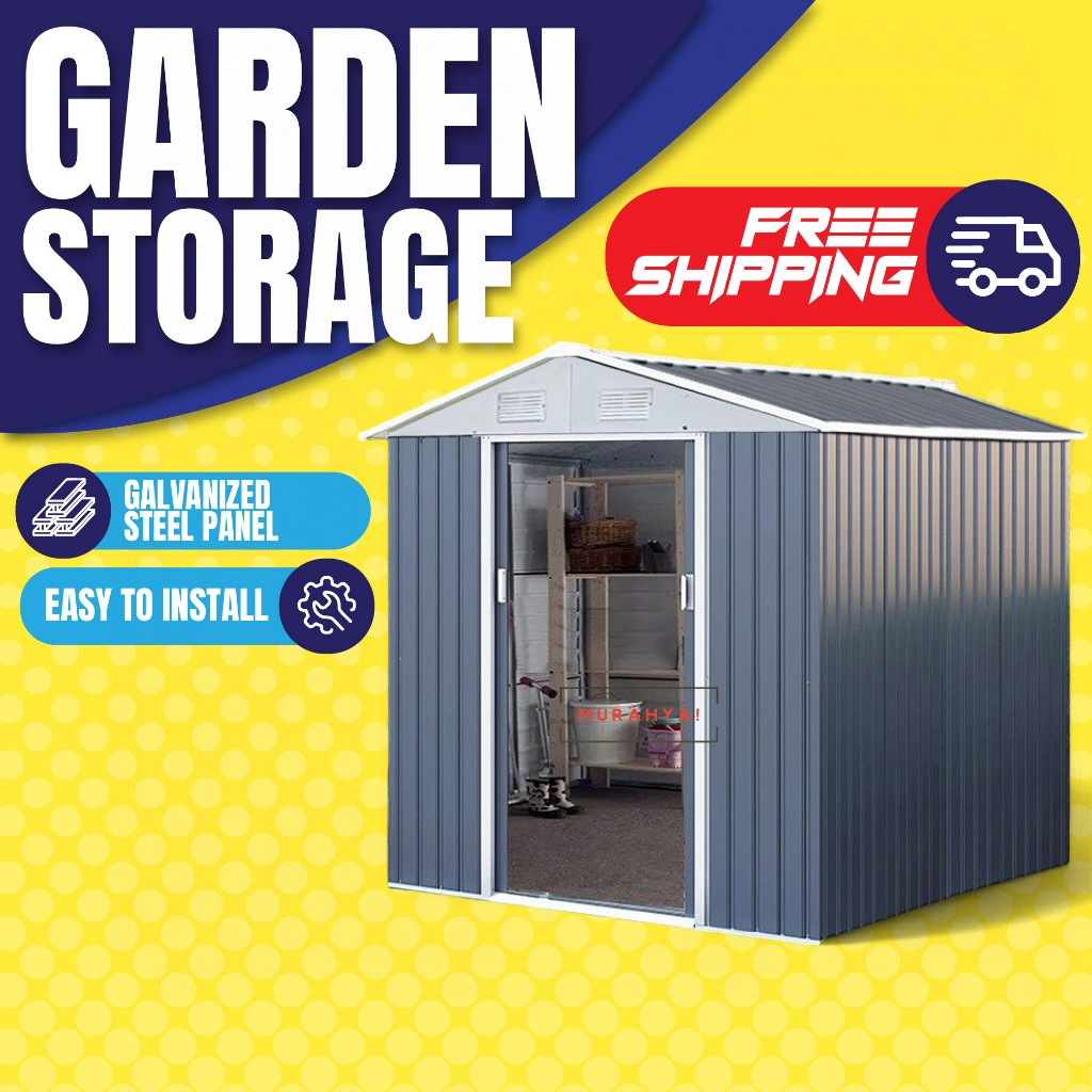 Outdoor garden Storage metal shed large backyard Storage Setor Laman ...
