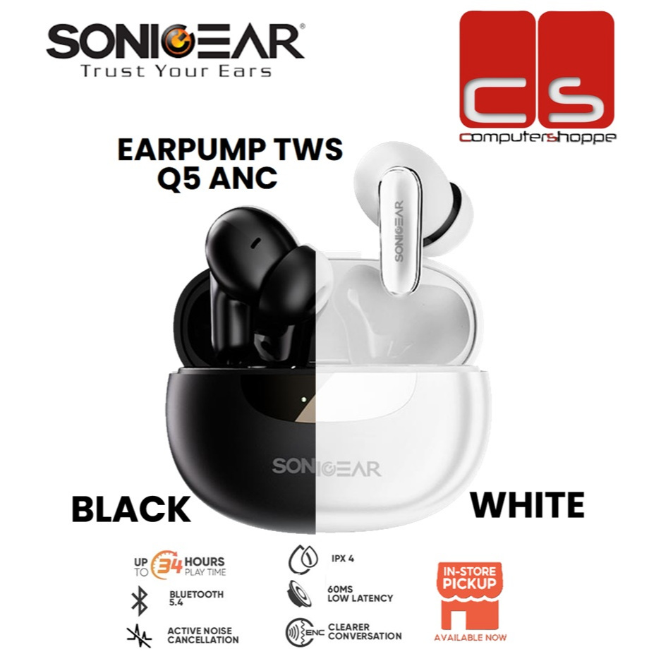 SonicGear EarPump Q5 TWS IPX4 Bluetooth 5.4 50ms Wireless Earbuds | Shopee Malaysia