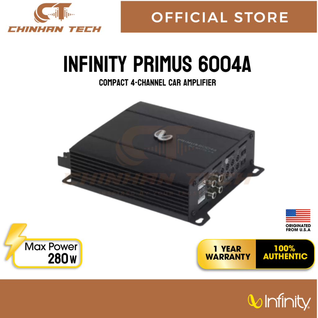 Infinity Primus 6004A Compact 4-channel car amplifier — 60 watts RMS x ...