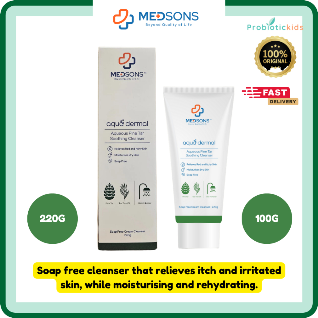 MEDSONS AQUA DERMAL AQUEOUS PINE TAR SOOTHING CLEANSER | 100G/220G ...