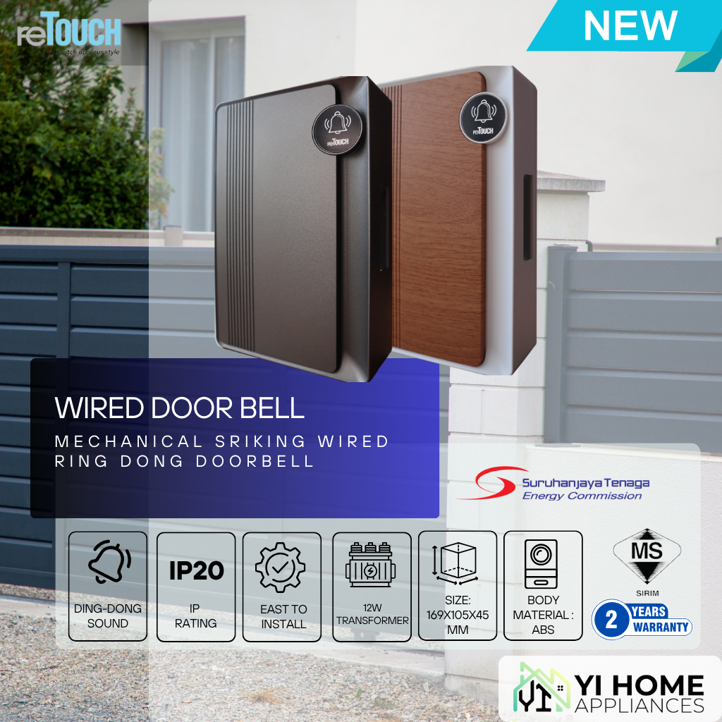 🔥SIRIM🔥 Retouch Door Bell 240V Mechanical Ding Dong Chime Wired ...