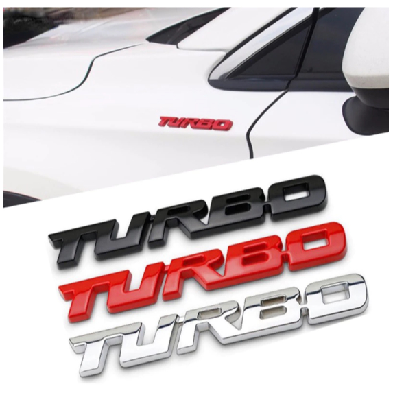 1pc Universal 3D Turbo Wording Car Logo Emblem Metal Chrome TURBO Logo ...