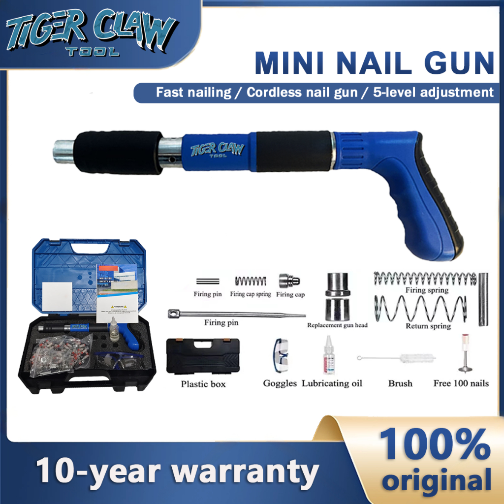 【Free 100 Nails】Tiger Claw Tool Manual Steel Nail Gun5-speed adjustment ...