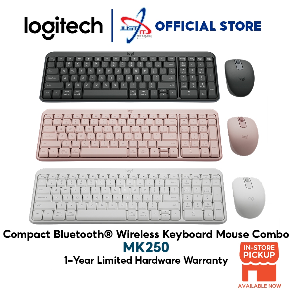 Logitech Mk250 Compact Bluetooth Wireless Keyboard Mouse Combo Graphite Grey Off White