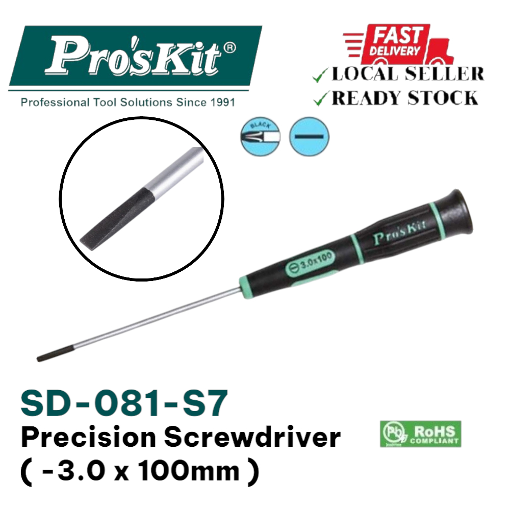 Pro'sKit SD-081-S7 Precision Screwdriver (-3.0 x 100mm) | Shopee Malaysia
