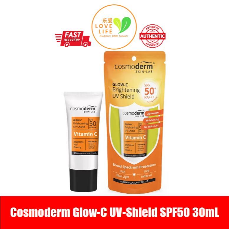 COSMODERM Glow-C Brightening UV Shield SPF50+ PA+++ 30ml | Shopee Malaysia