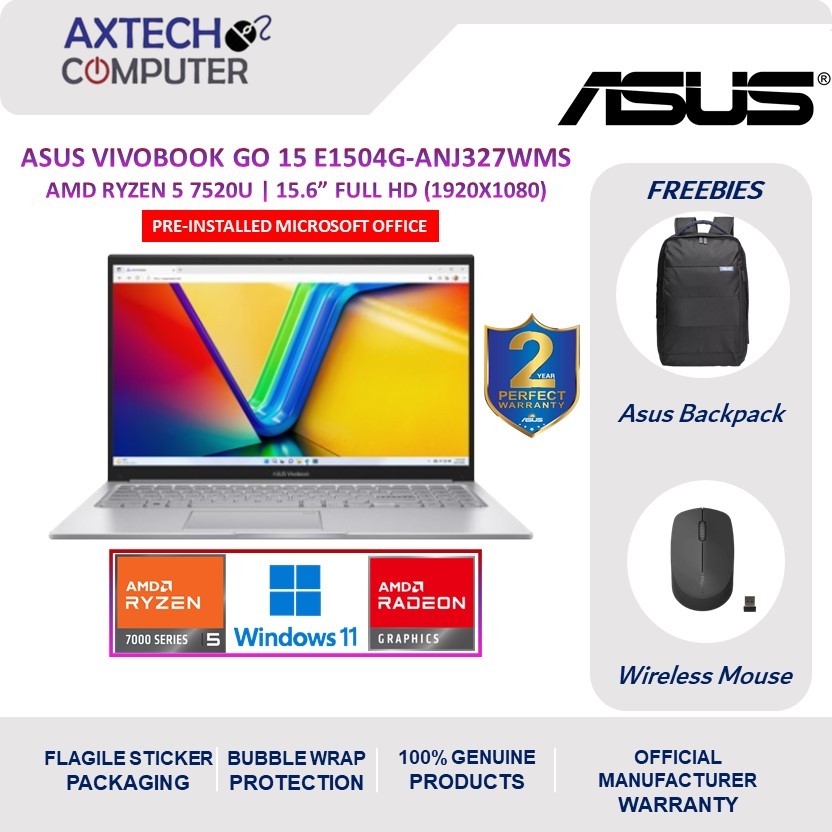Asus VivoBook Go 15 E1504F-ABQ469WMS 15.6'' FHD Laptop Cool Silver ...