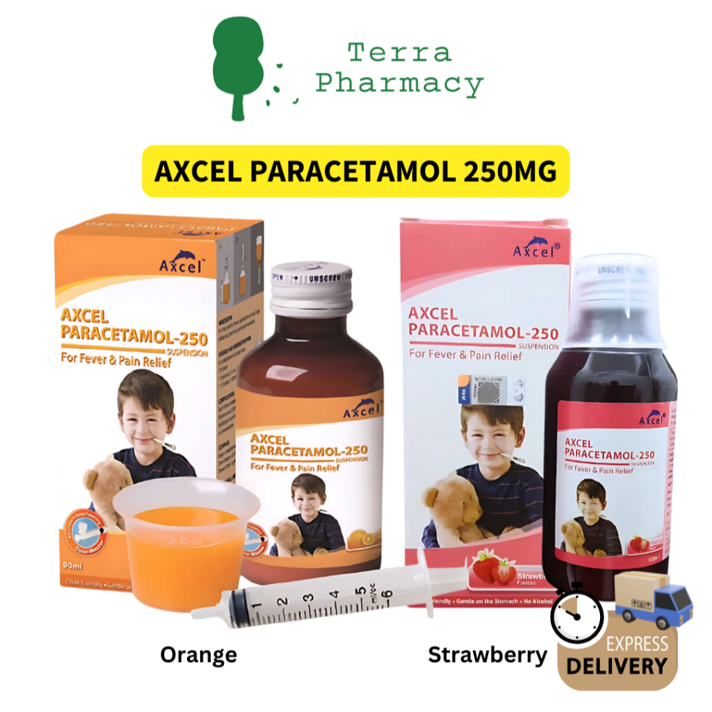AXCEL Paracetamol 250mg Suspension 100ml Orange/Strawberry | Shopee ...