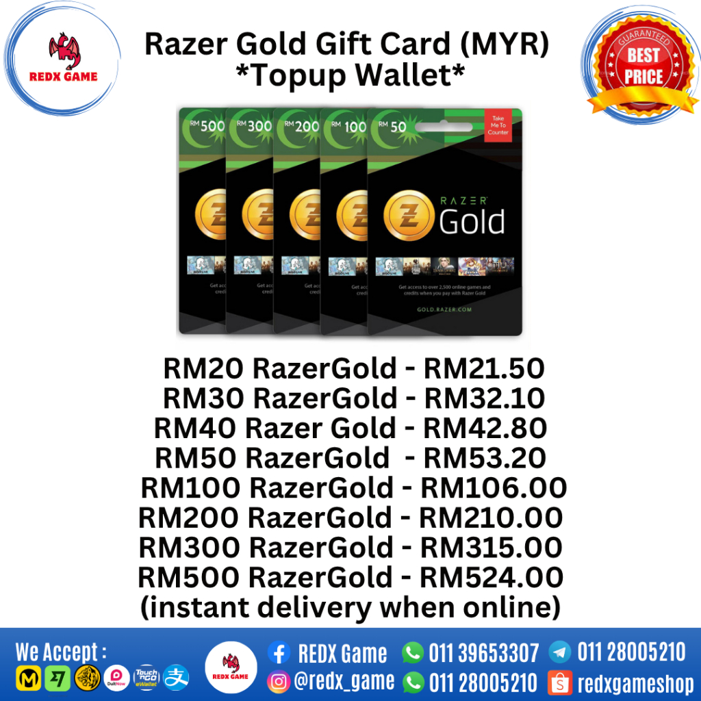 [new REDX] Razer Gold Malaysia /MY - RM50 RM100 RM200 RM300 RM500 ...