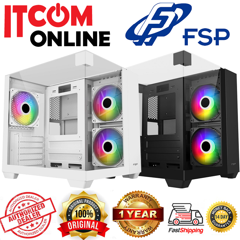 FSP S190-B5 S190W5 MATX CASING WITH 5X ARGB FAN BLK/WHT | Shopee Malaysia