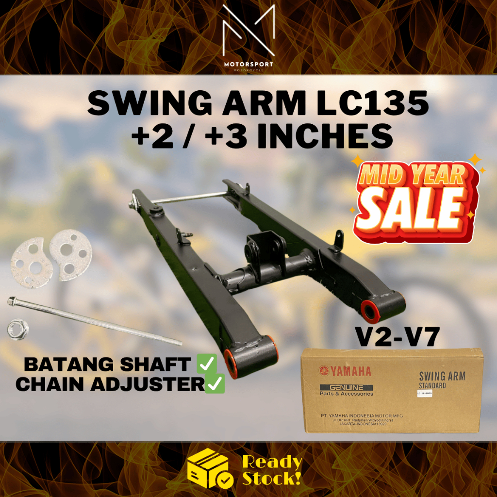 YAMAHA Swing Arm LC135 V2-V7 +2 INCI STANDARD CUTTING + TAYAR SHAFT ...