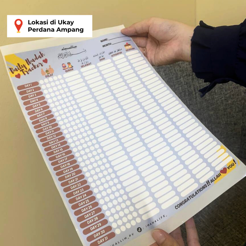 Sticker Checklist Daily Solat Zikir Tracker Anak Kalis Air Size A4 Anak ...