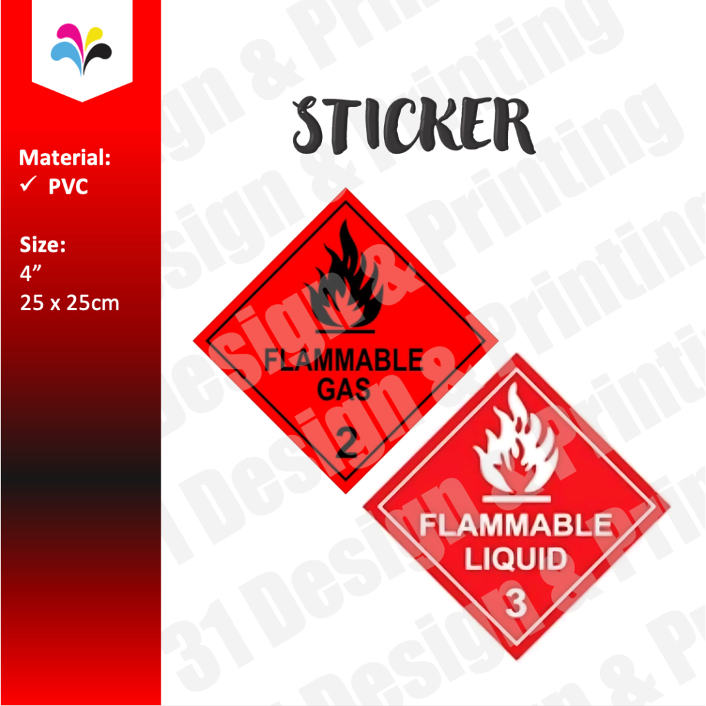 Flammable Gas DG Label Class 2 Sticker 4" / 25cm | Shopee Malaysia