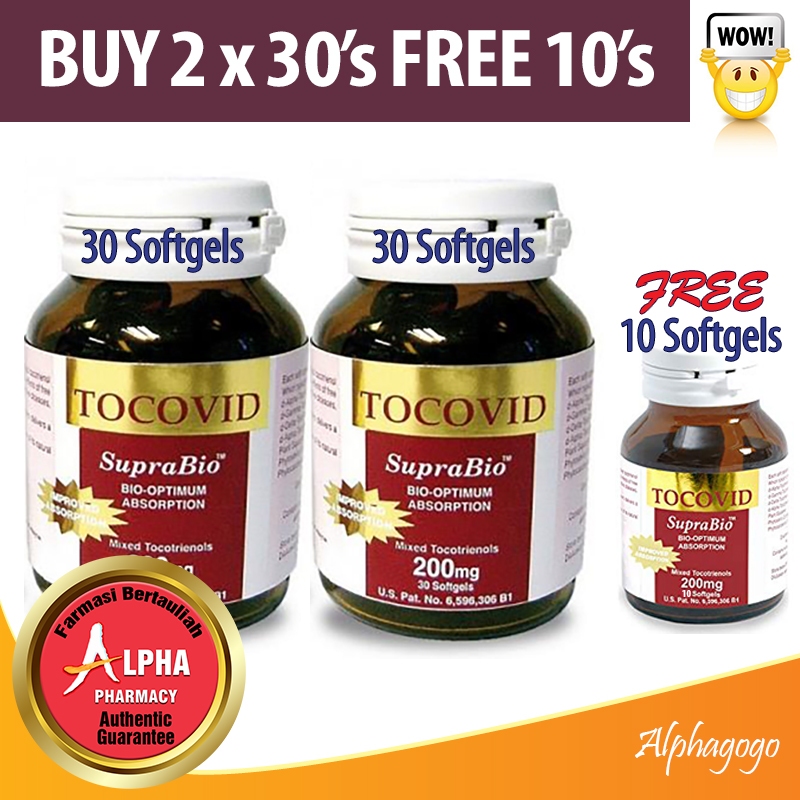 Tocovid Suprabio 200mg (30's FREE 4's / 2X30's FREE 10 Softgels ...