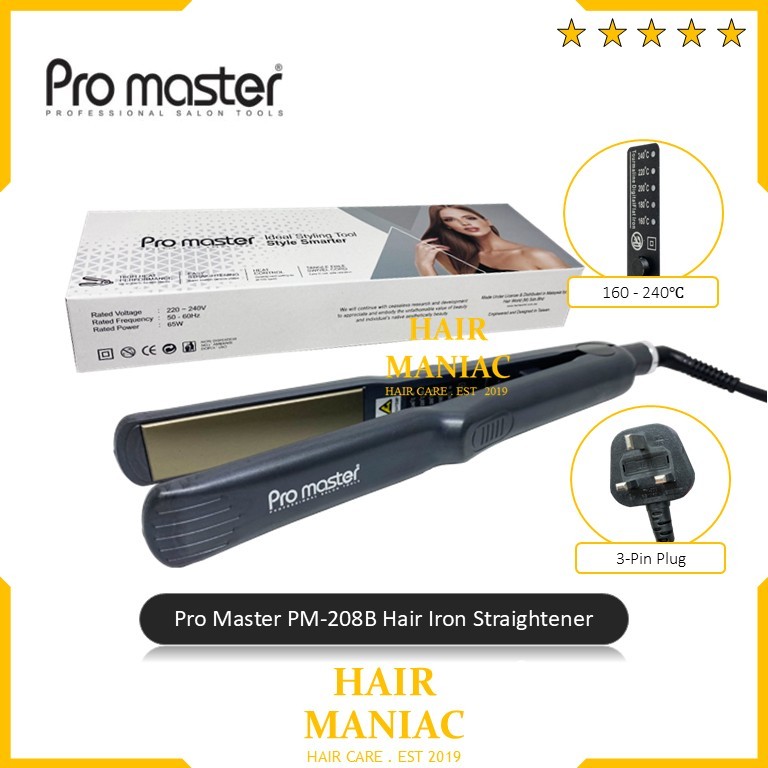 Pro Master 208B Flat Hair Iron Straightener Styler | Shopee Malaysia
