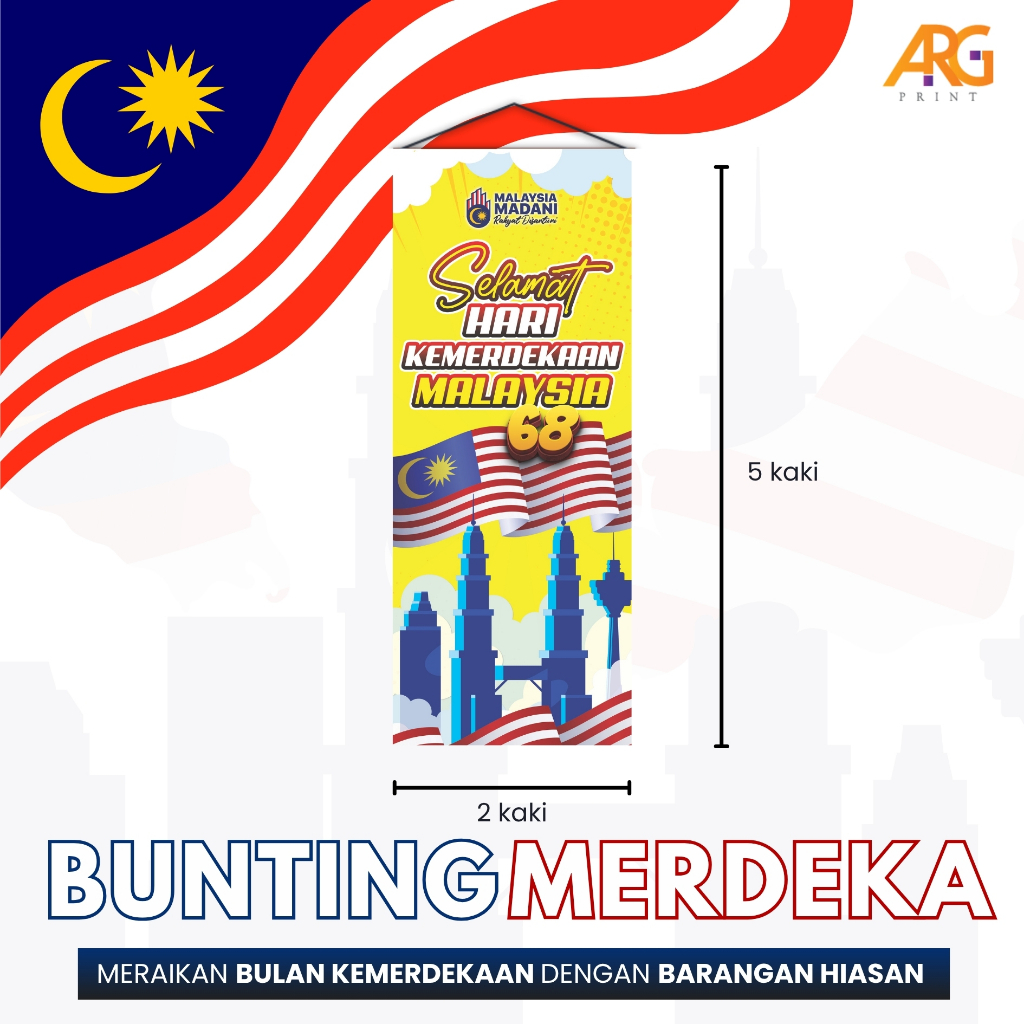 Bunting Merdeka 2025 Full Printing Props Patriotik Malaysia Proses 1 ...