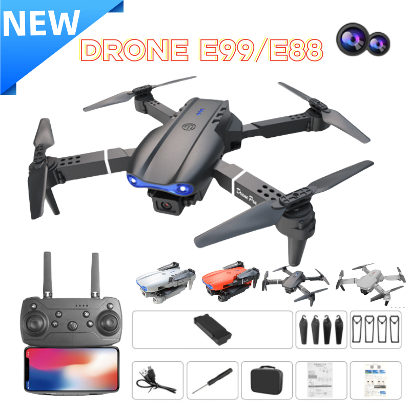 Drone E88 / E99 PRO 4K Dual Camera - UAV FPV Wide Angle Remote Control Hadiah Istimewa Pos Laju ...