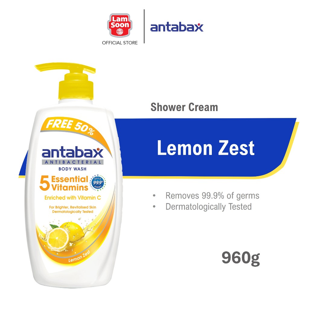 Antabax Antibacterial Shower Cream Lemon Zest (Bottle) 960g | Shopee ...