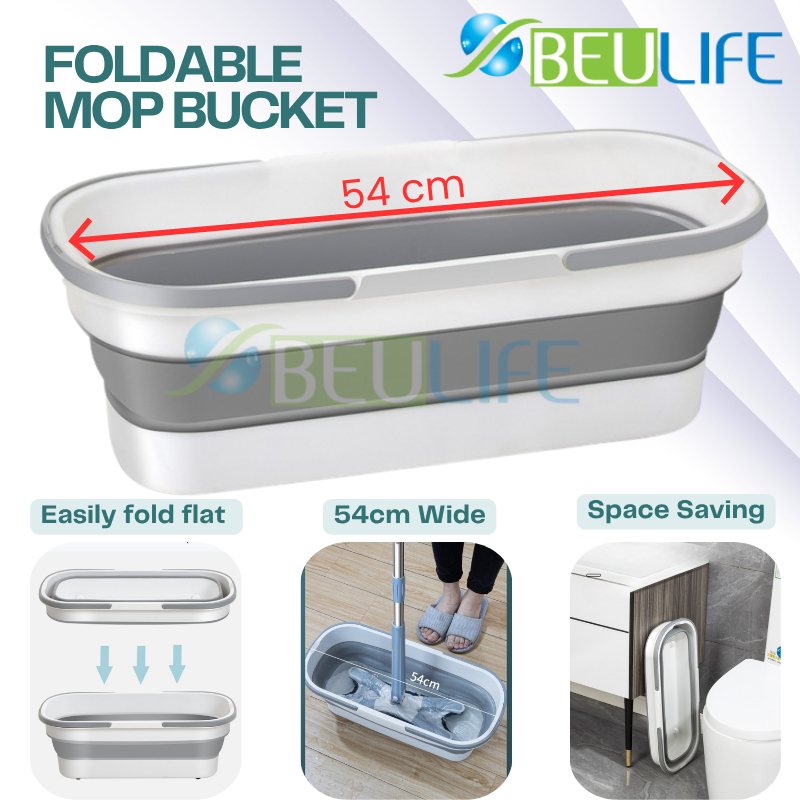 BEULIFE Collapsible Foldable Water Bucket Portable Water Pail Flat Mop ...