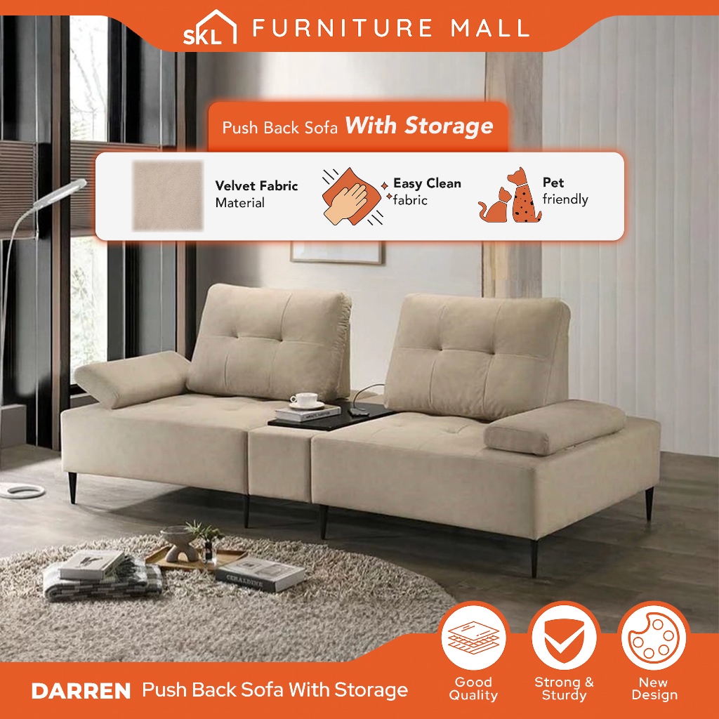SKL Furniture DARREN Push Back EASY CLEAN Sofa Push back Pocket Spring ...