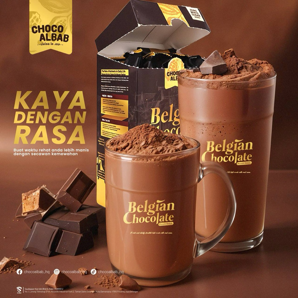 [POST TODAY] ORIGINAL BELGIAN CHOCOLATE DRINK CHOCO ALBAB (20 SACHETS ...