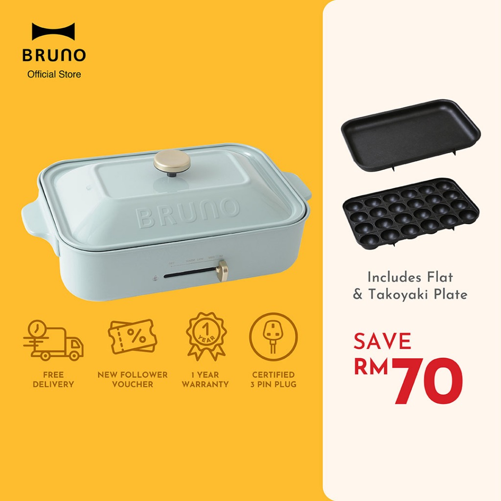 Bruno Compact Hotplate - Blue Gray (Mesin Plat Pemanas Sedang - Biru ...