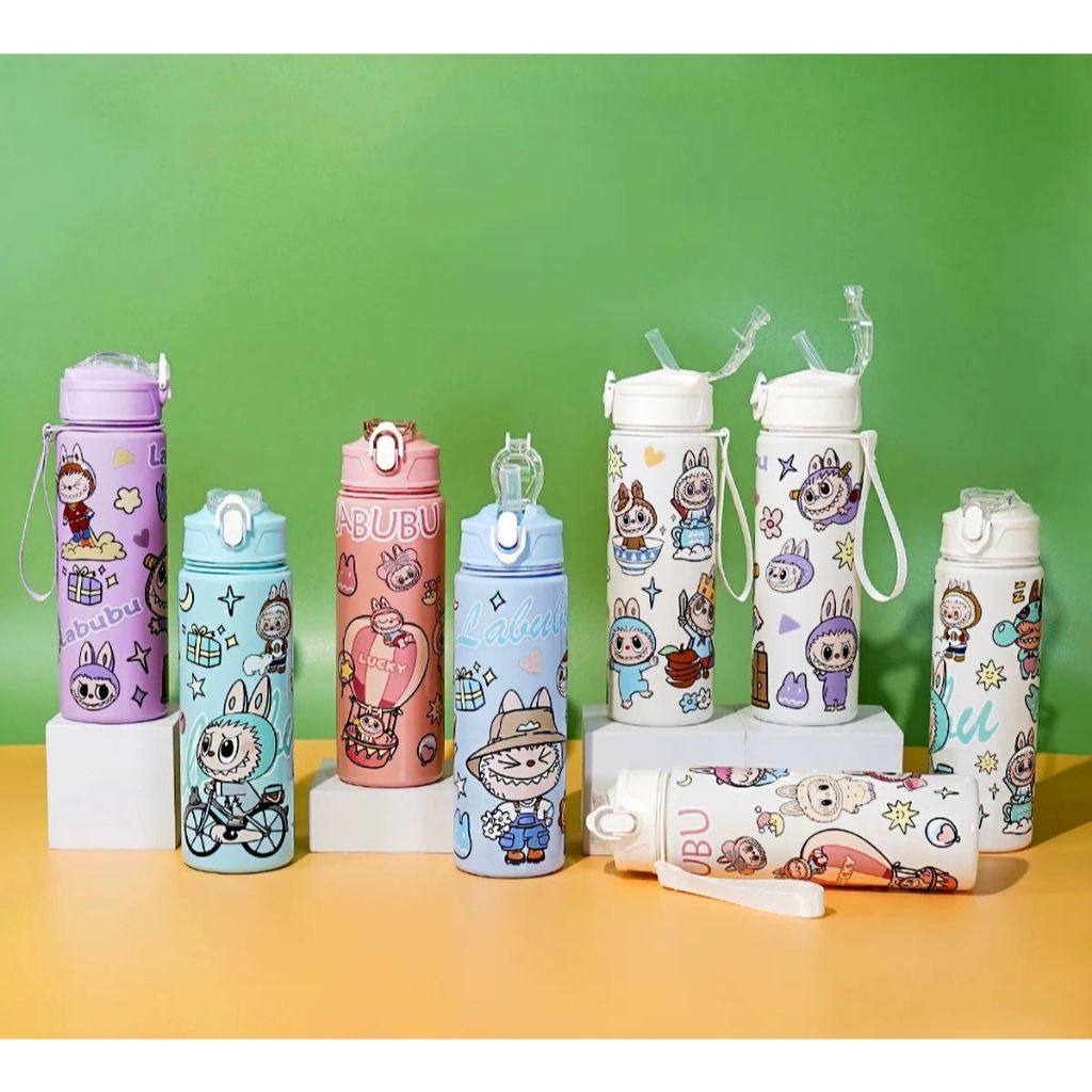 750ML Children's water cup Labubu Plastic kids water bottle | Shopee ...