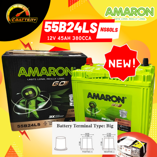 NS60L NS60LS NS60 NS60RS 55B24 | AMARON GO | Car Battery Bateri Kereta | Proton Saga FLX Proton ...