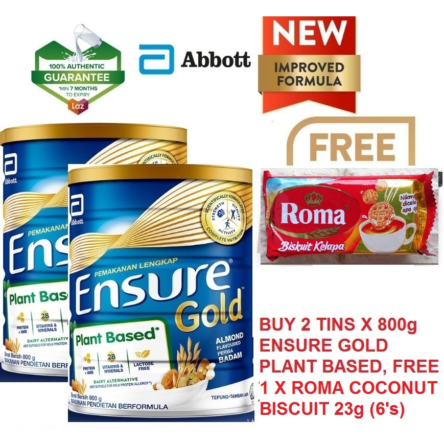 Ensure Gold / Plant Based Almond (1 x 800g) Buy 2 tins, Free 1 X Roma ...