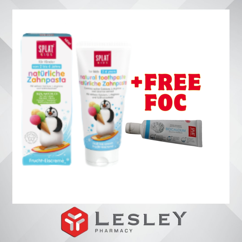 Splat Kids Natural Toothpaste 2-6 Years Fruit Ice-cream 50mL + free FOC ...