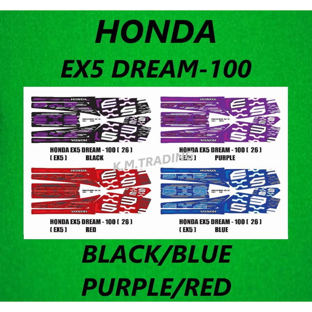 HONDA EX5 DREAM-100 (26) BLACK/BLUE/PURPLE/RED (CP2025) | Shopee Malaysia
