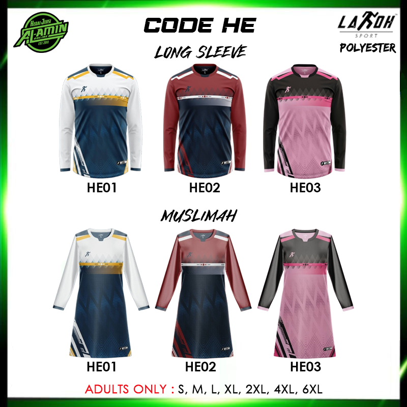 Jersi Lakoh Code HE | Long Sleeve dan Muslimah | Jersey Futsal | Tmbh ...